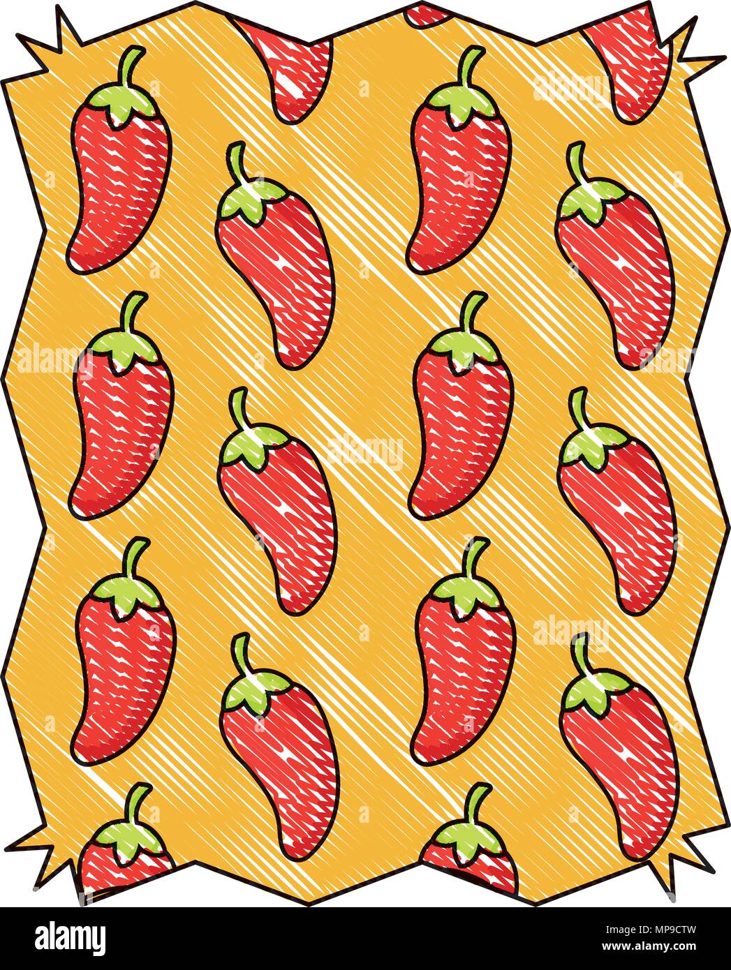 abstract frame with chili pepper pattern over white background, vector ...