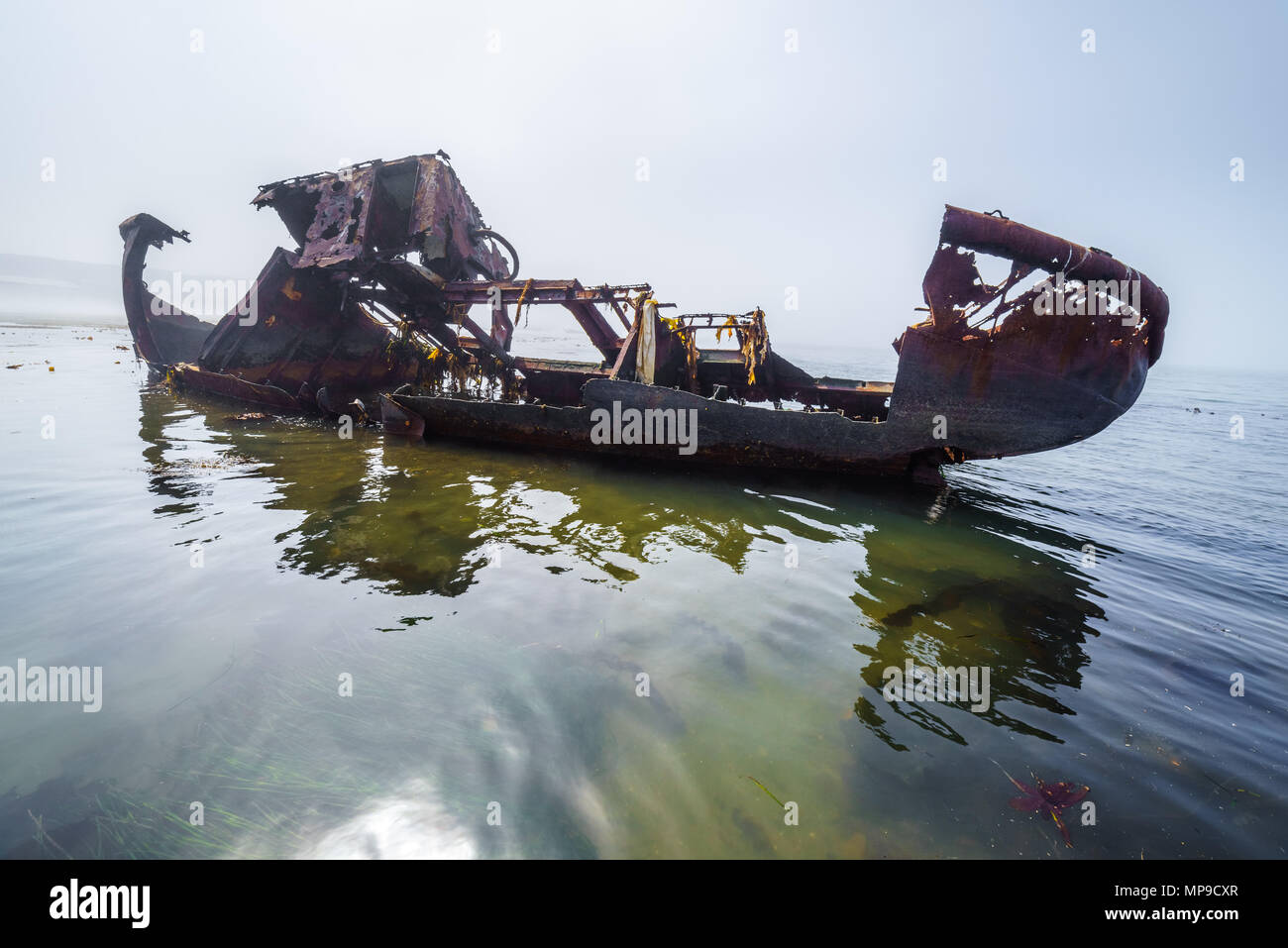 The ship's skeleton at low tide, photographed on a long exposure ...