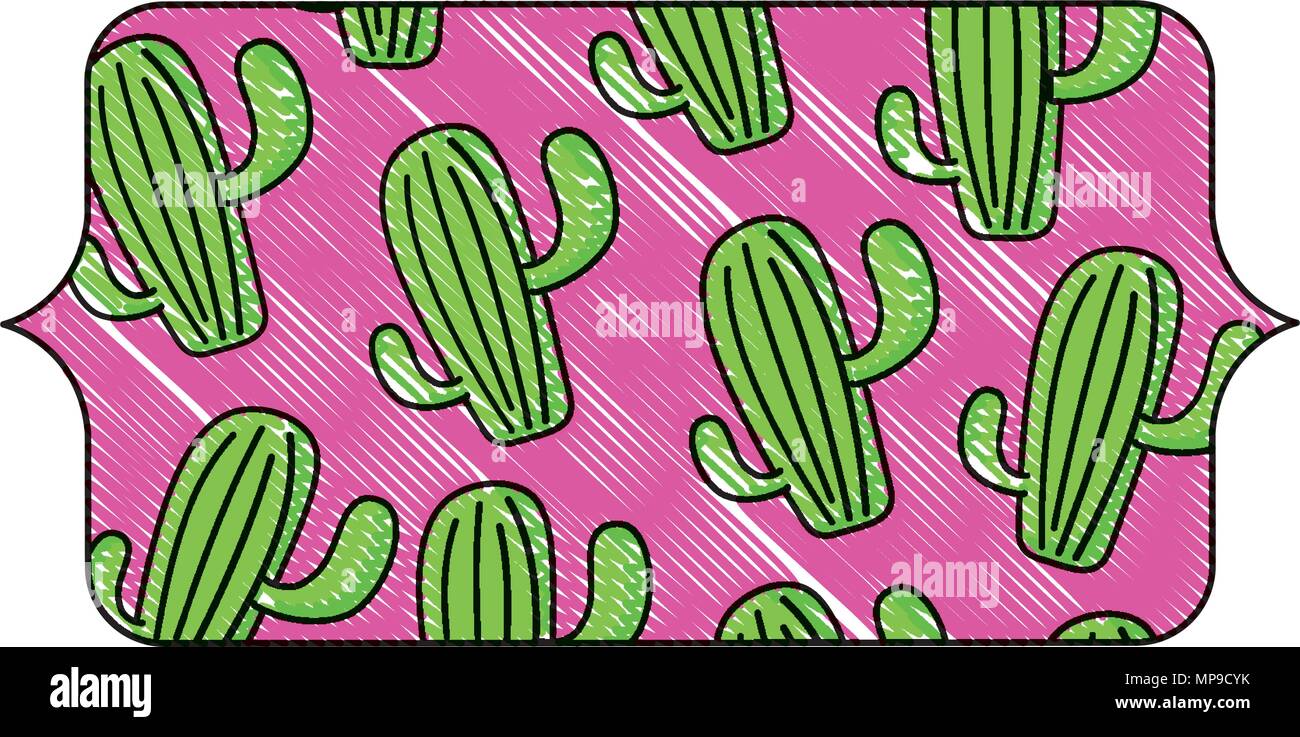 banner with cactus plant pattern over white background, vector ...