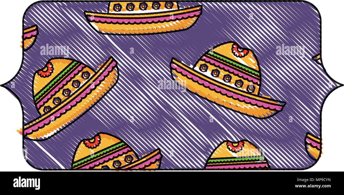 banner with Mexican hat pattern over white background, vector ...