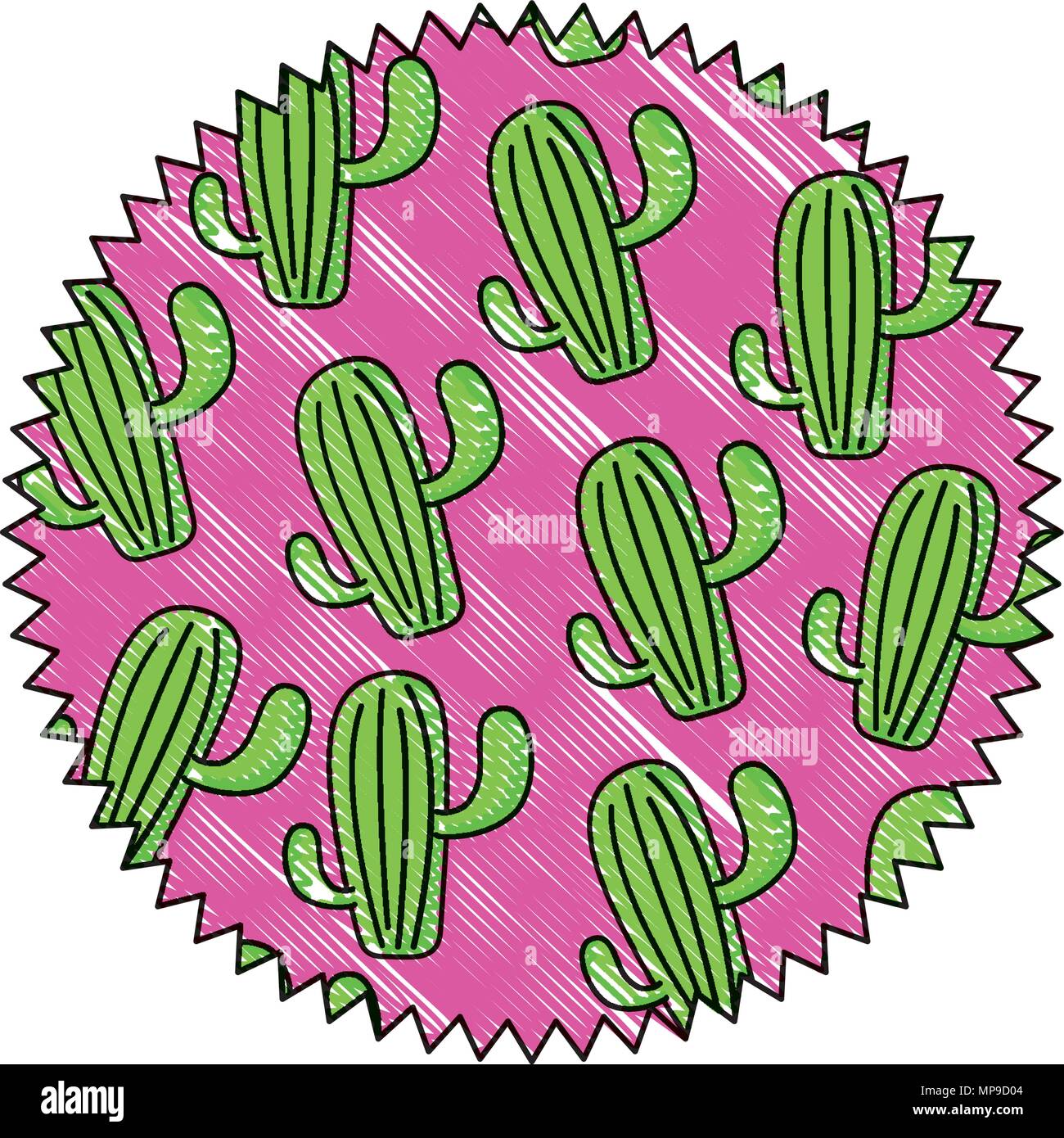 seal stamp with cactus plant pattern over white background, vector ...