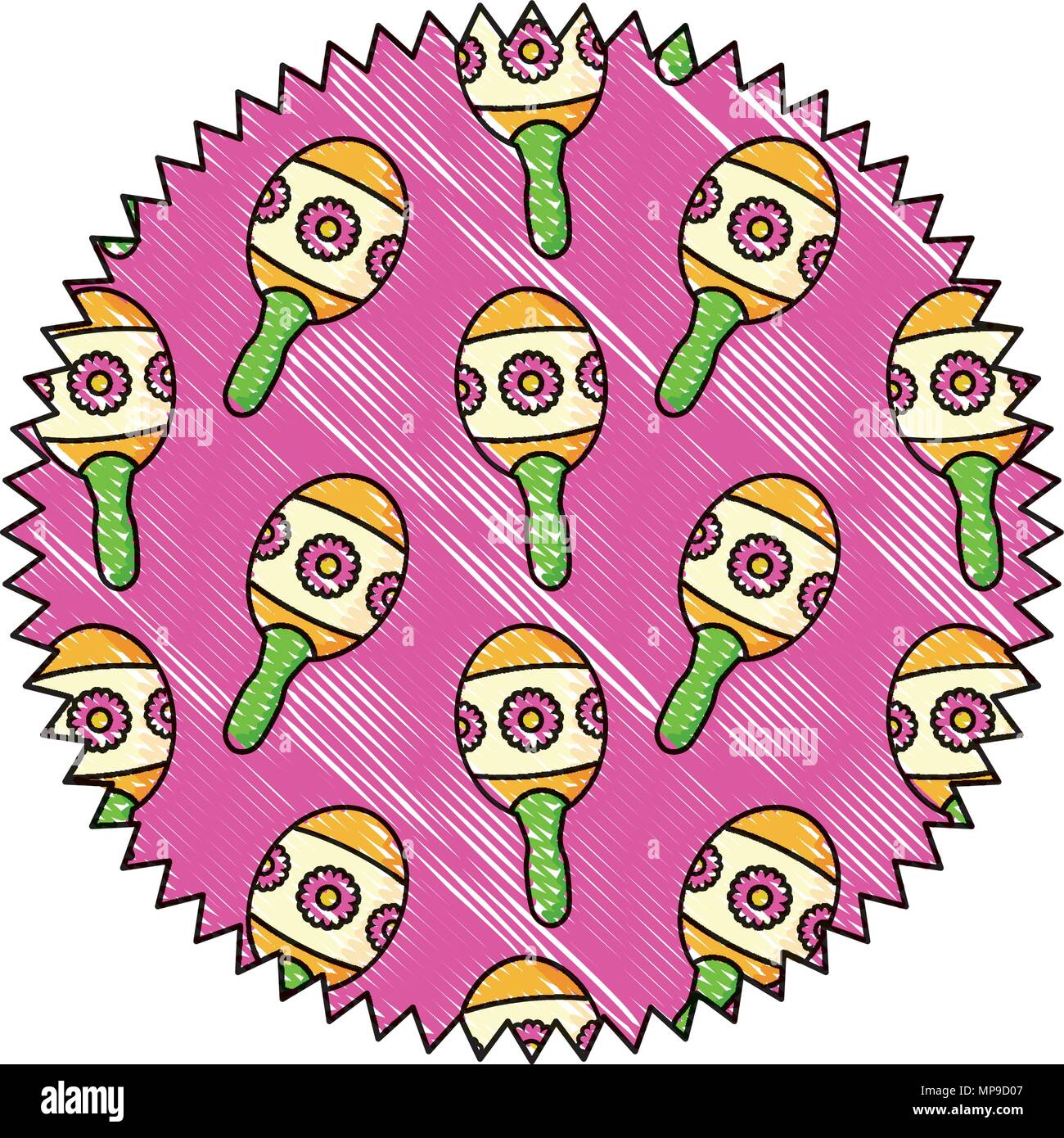 seal stamp with Mexican maracas pattern over white background, vector ...