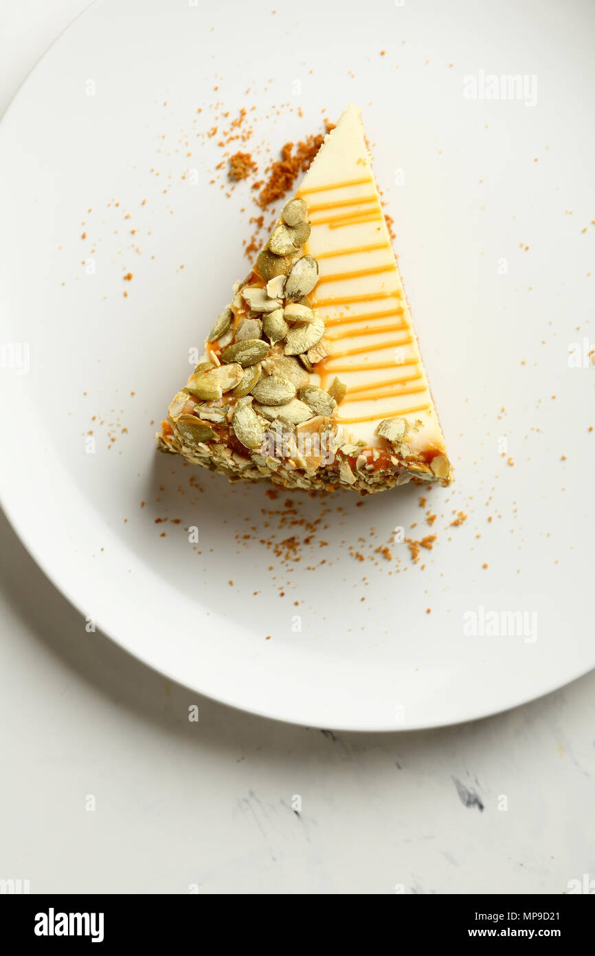 One piece of cheese cake, food flat lay Stock Photo - Alamy