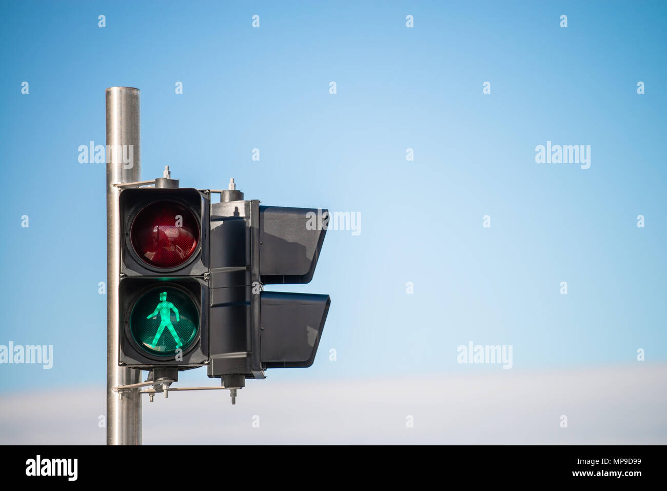 Green light signal for pedestrians to pass intersection in Glenelg ...