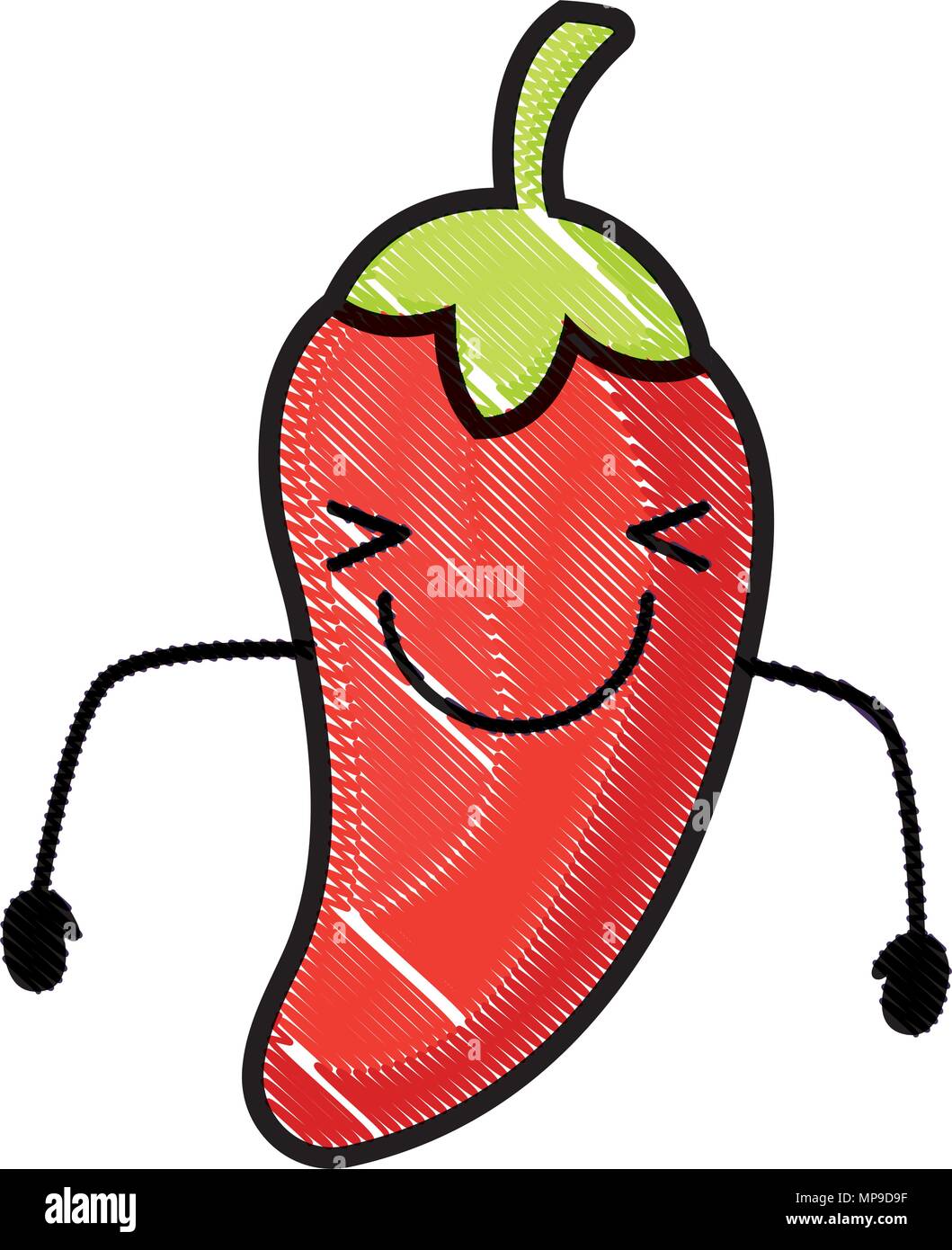 Kawaii happy chili icon over white background, colorful design. vector ...