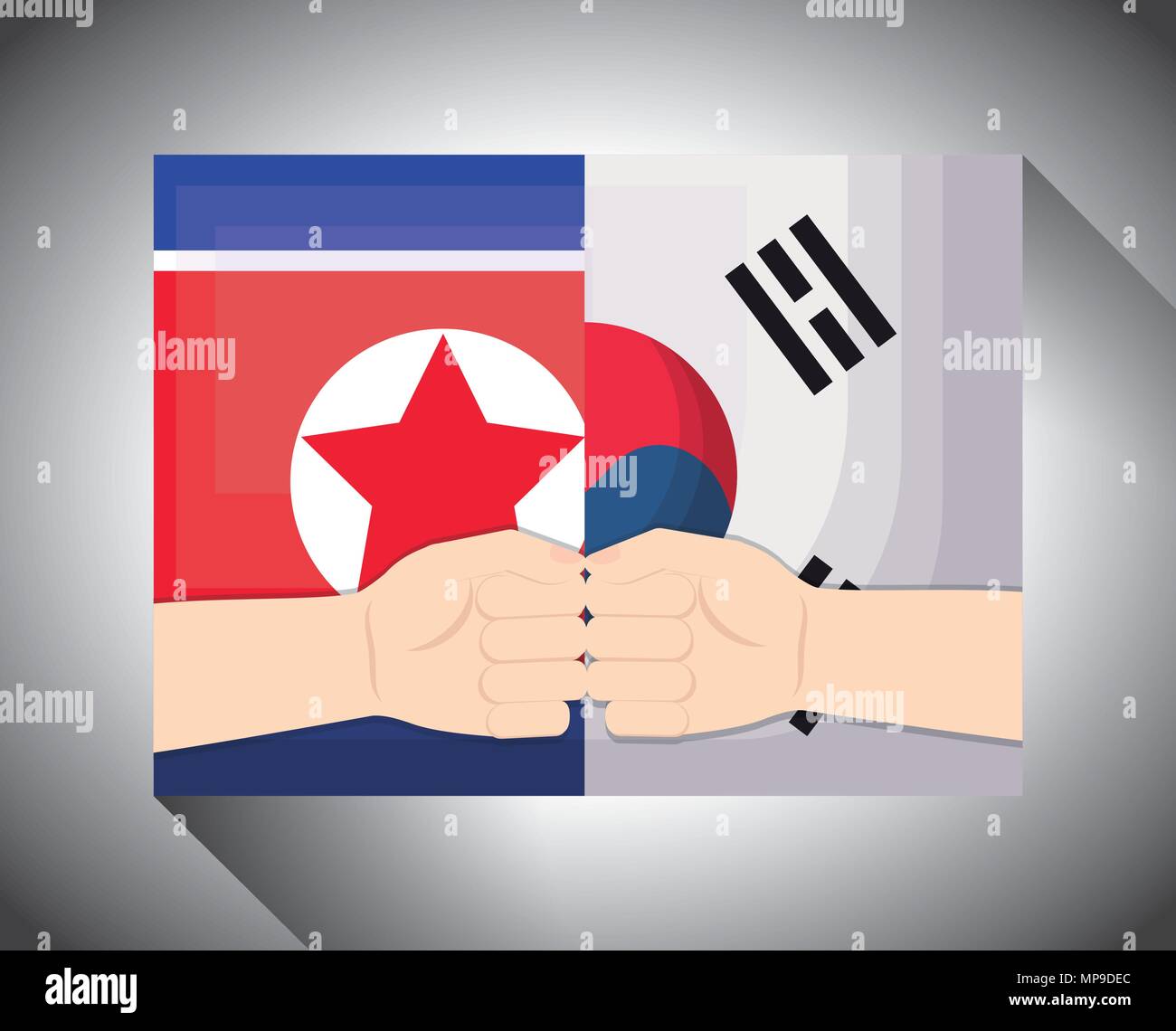 peace negotiation design with north korea and south korea flags and ...