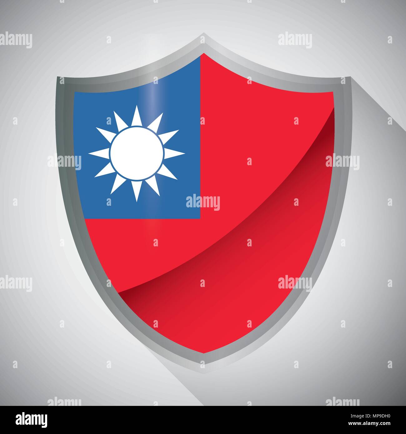 shield with taiwan flag over gray background, colorful design. vector ...