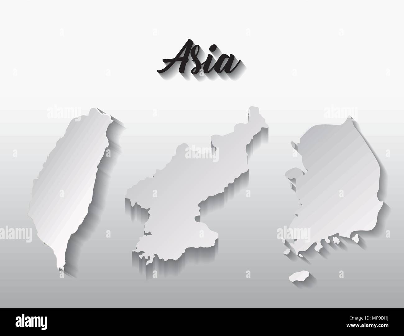 country maps of asia continent over gray background, vector ...