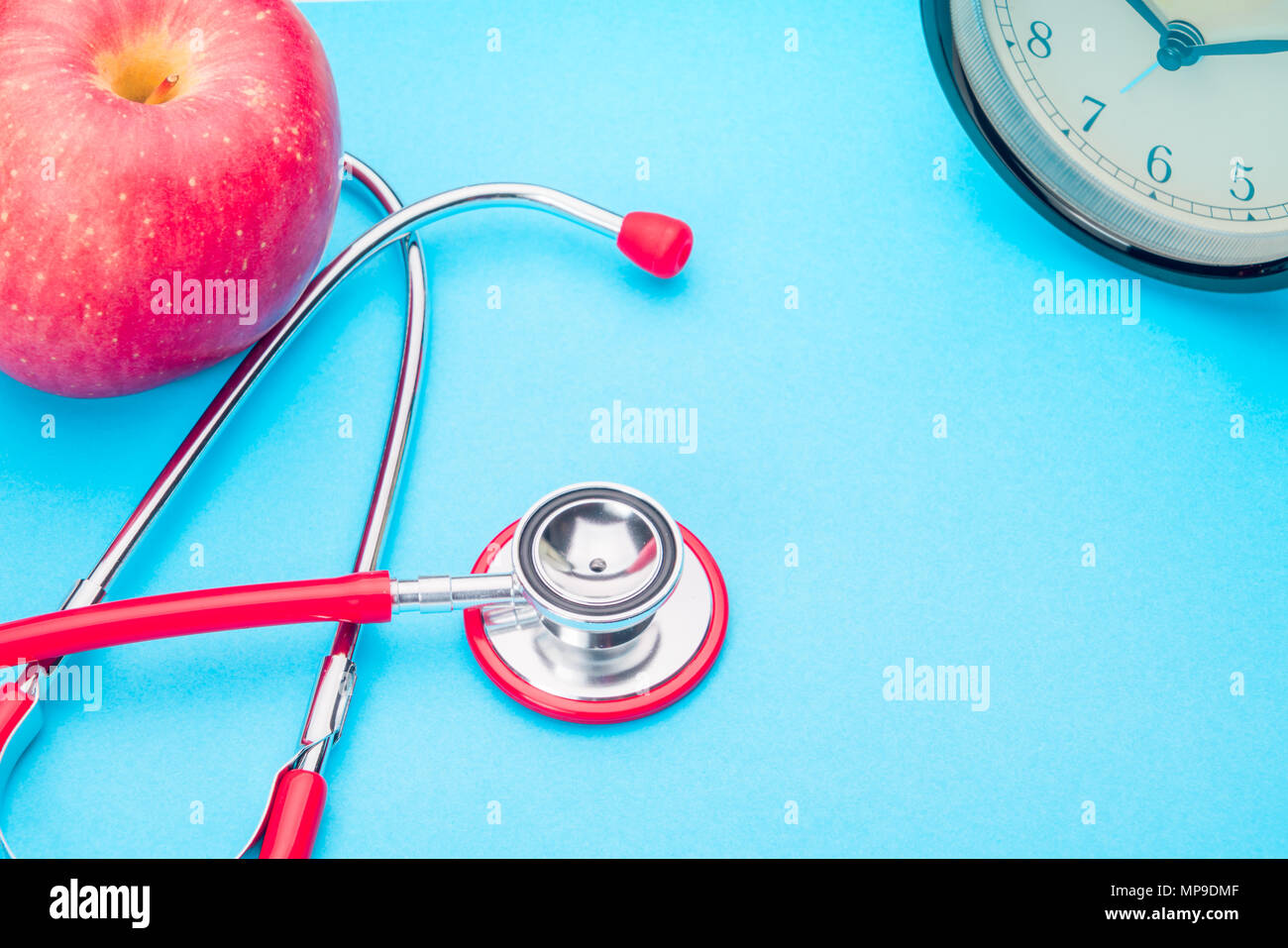 world health day healthcare and medicine stethoscope and red apple ...