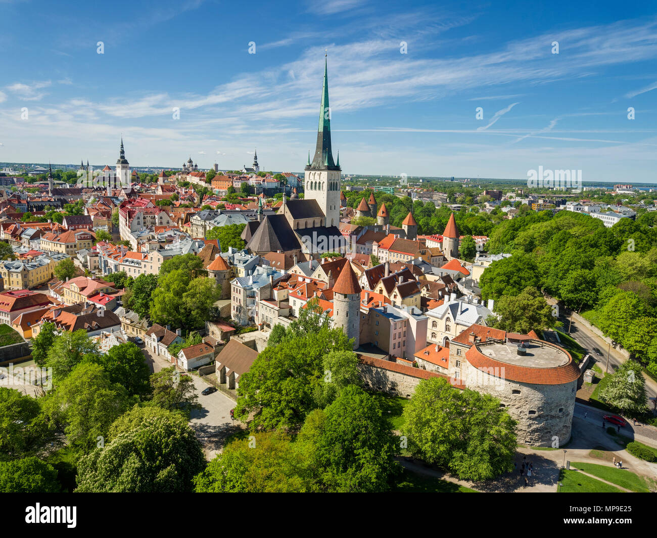 aerial view Tallinn medieval old town, Estonia, Europe Stock Photo - Alamy