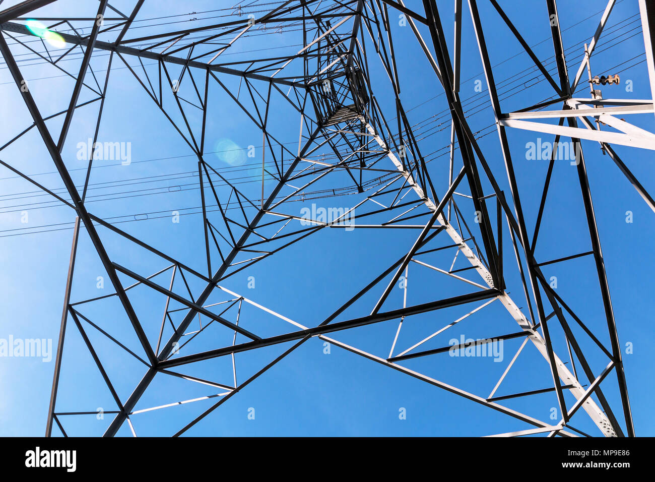 Close up underview of patterns and structured metal engineering of ...