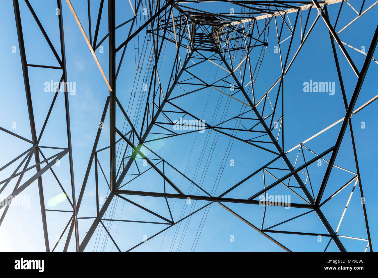 Close up underview of patterns and structured metal engineering of ...