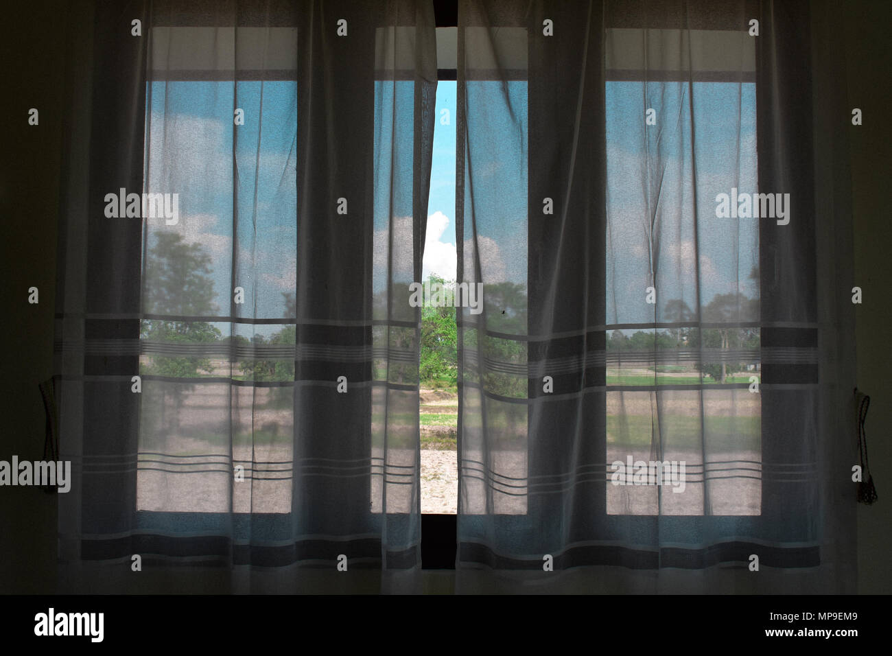 Beautiful view through the bedroom window Stock Photo - Alamy