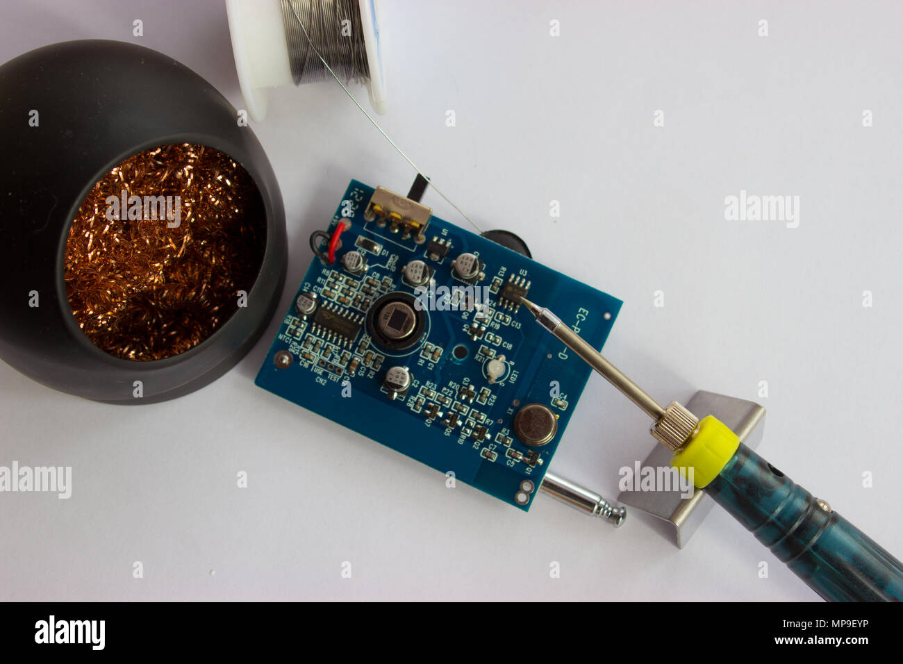 Soldering of tin of electronic componentzs on printed circuit board ...