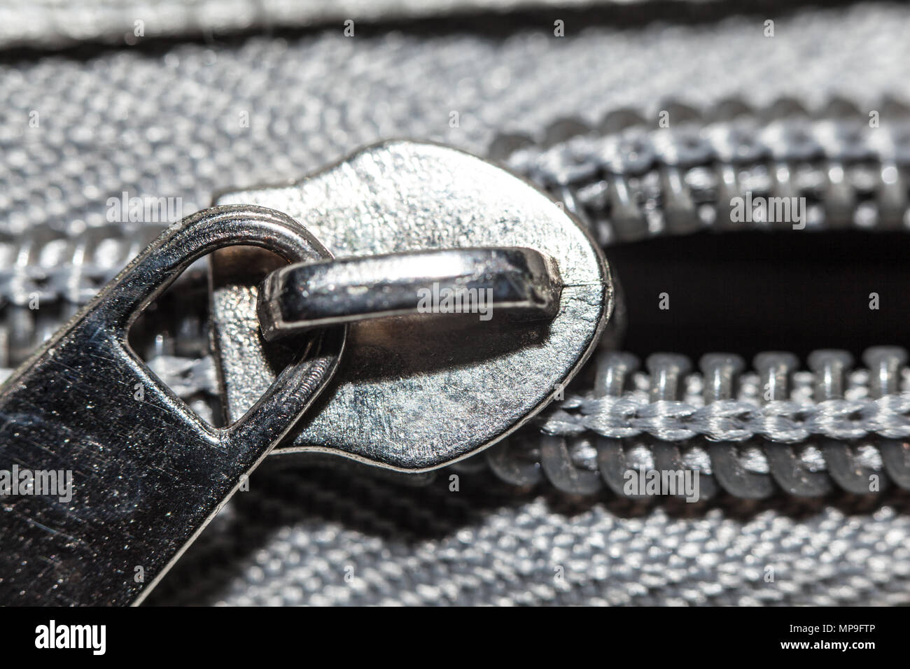 grey coloured open zipper Stock Photo - Alamy