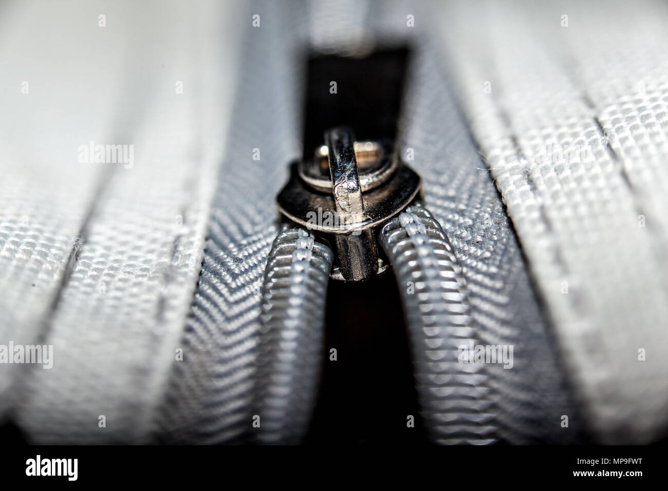 grey coloured open zipper Stock Photo - Alamy