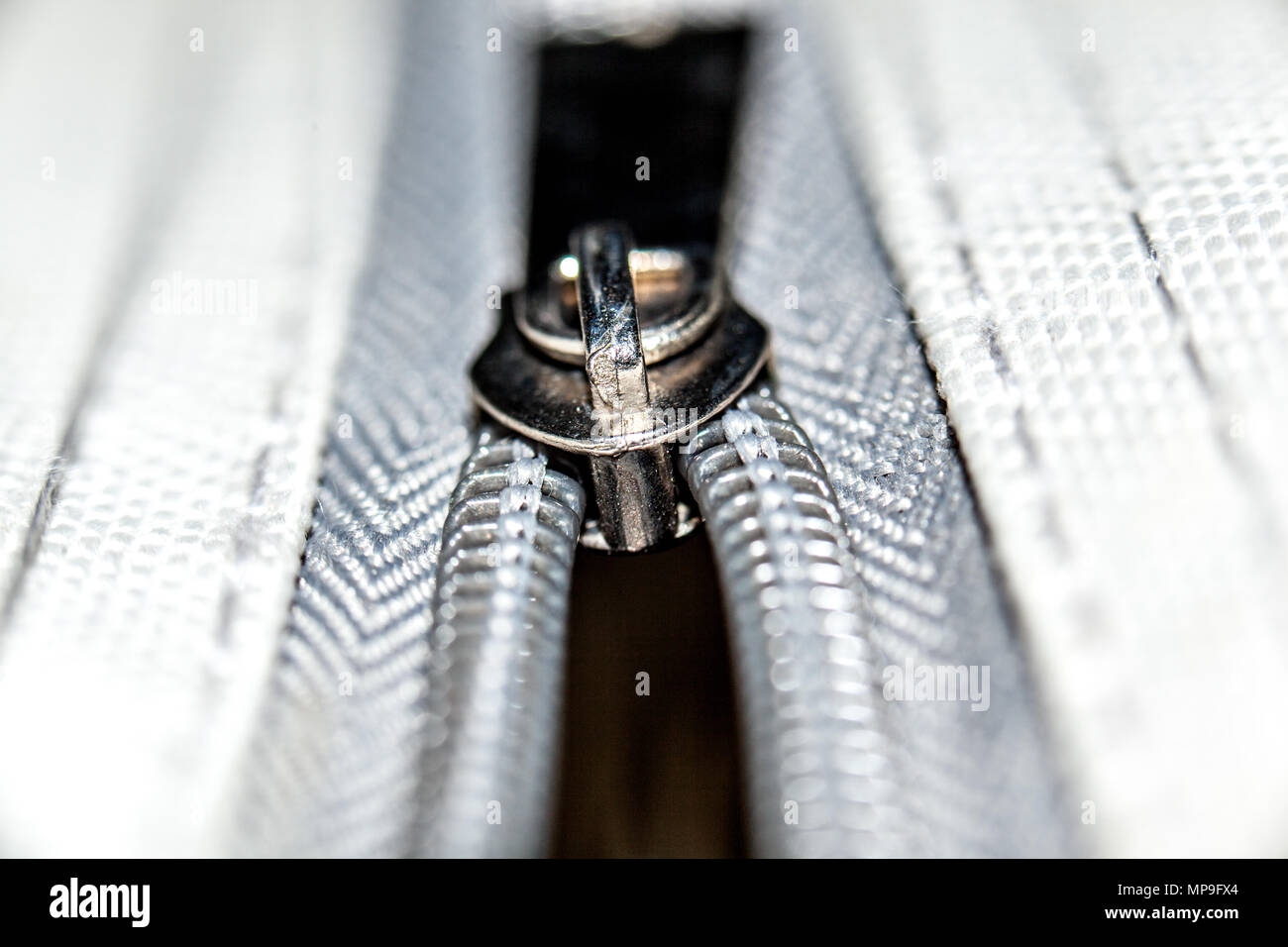 grey coloured open zipper Stock Photo - Alamy
