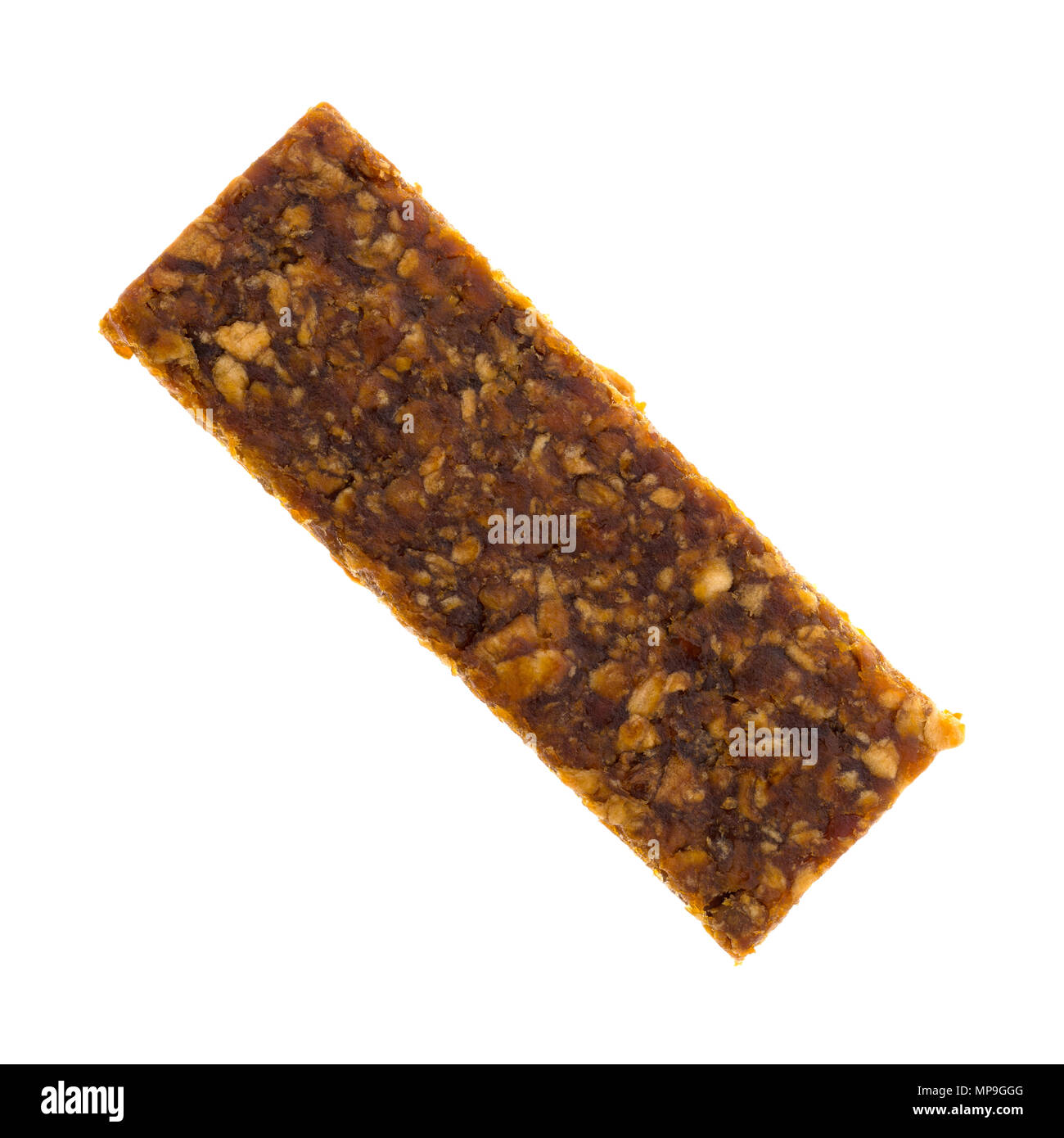 Top view of a compressed apple energy bar isolated on a white ...