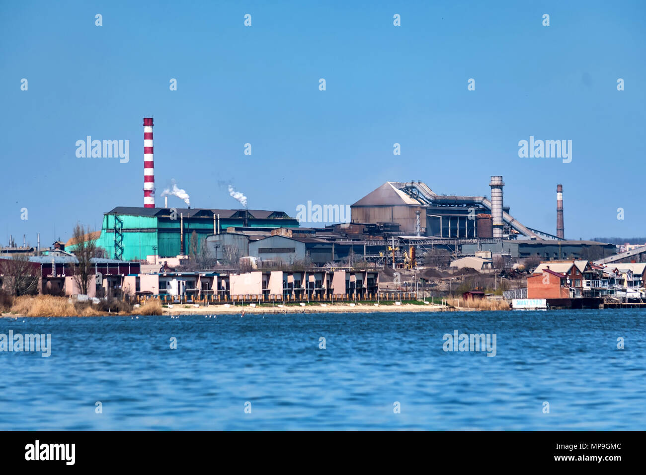 Industrial sea port view Stock Photo - Alamy