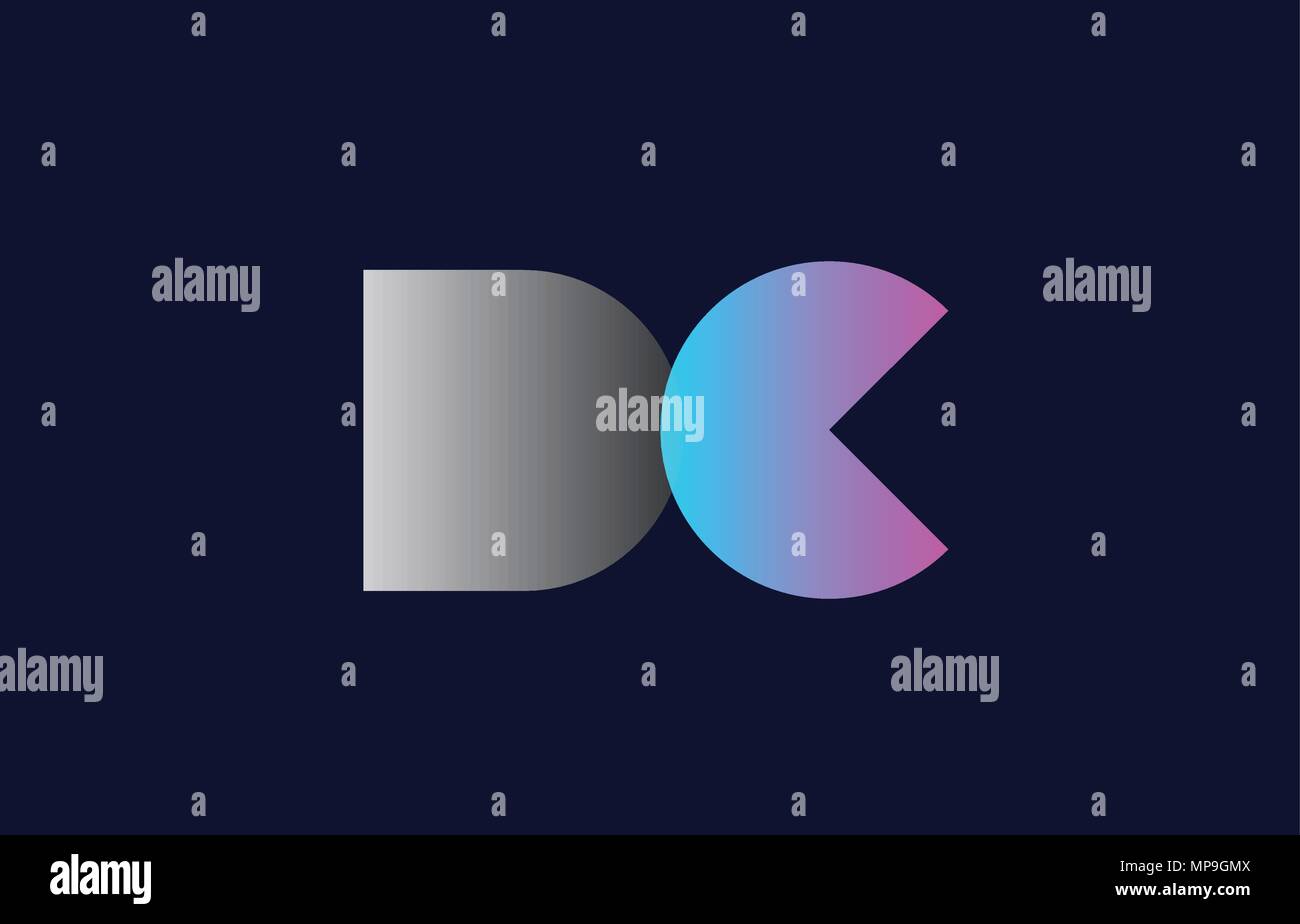 initial alphabet letter dc d c logo combination in pink blue and grey ...