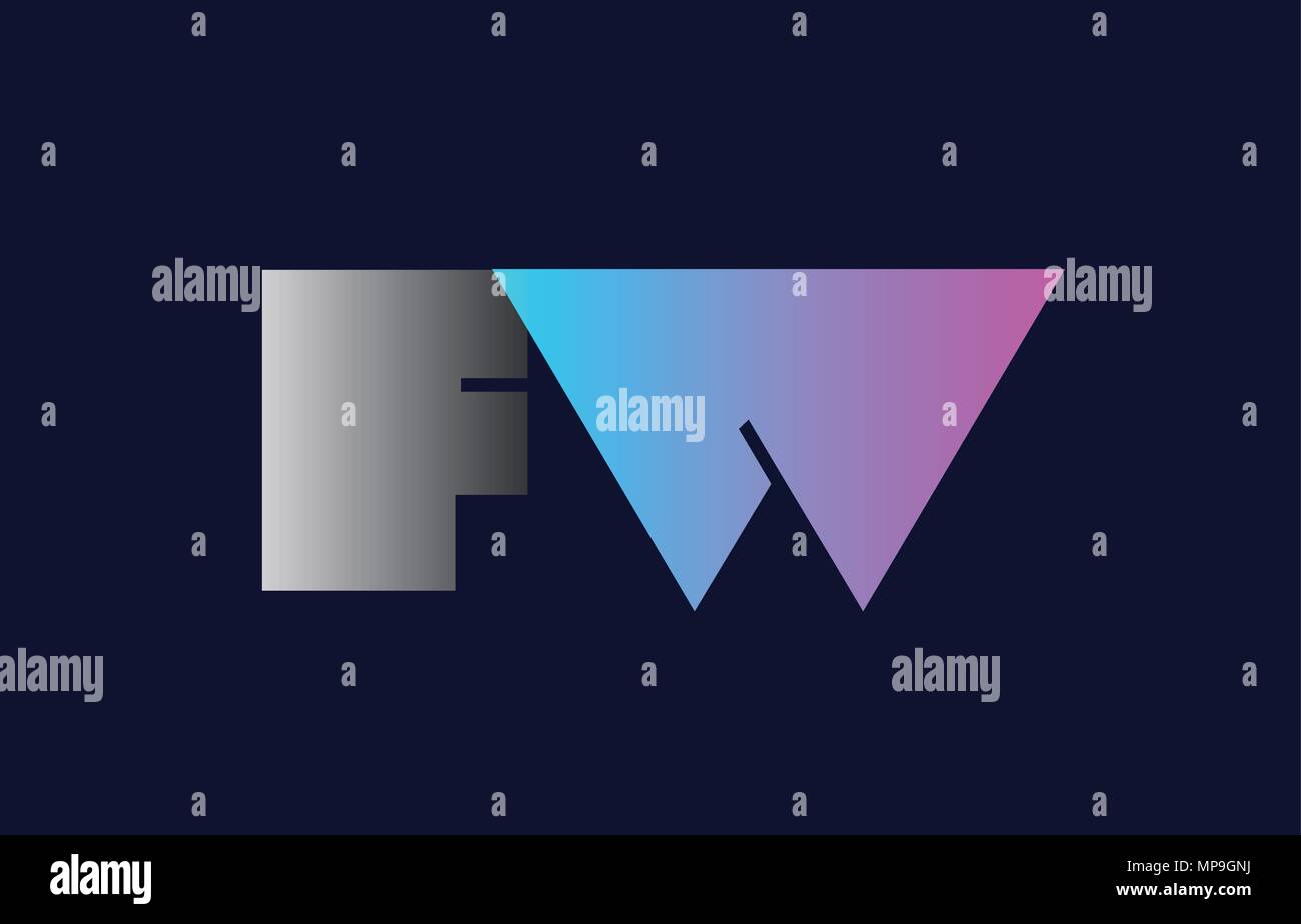 initial alphabet letter fw f w logo combination in pink blue and grey ...