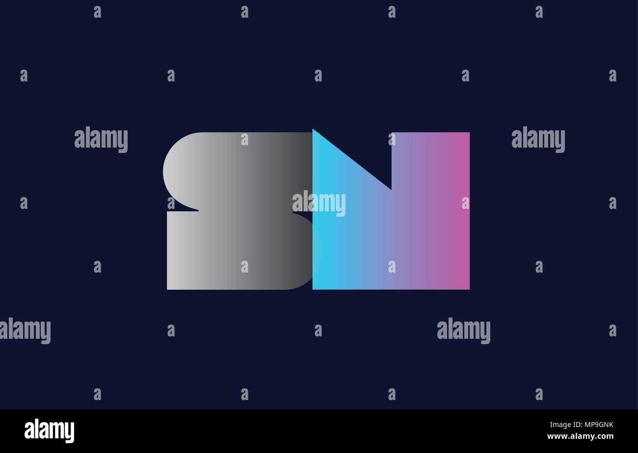initial alphabet letter sn s n logo combination in pink blue and grey ...
