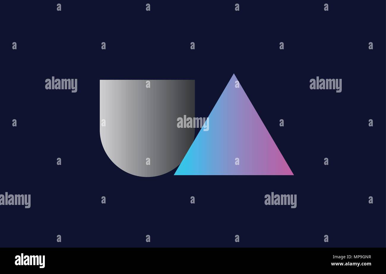 initial alphabet letter ua u a logo combination in pink blue and grey ...