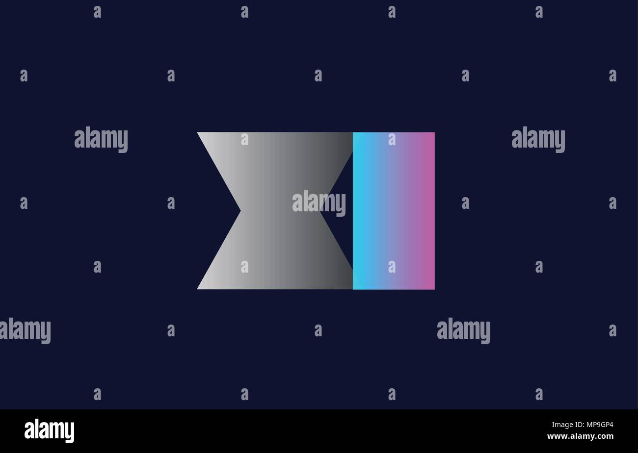initial alphabet letter xi x i logo combination in pink blue and grey ...