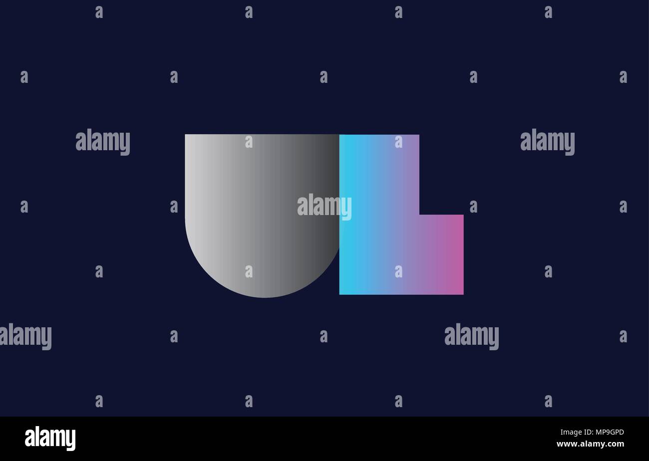 initial alphabet letter ul u l logo combination in pink blue and grey ...