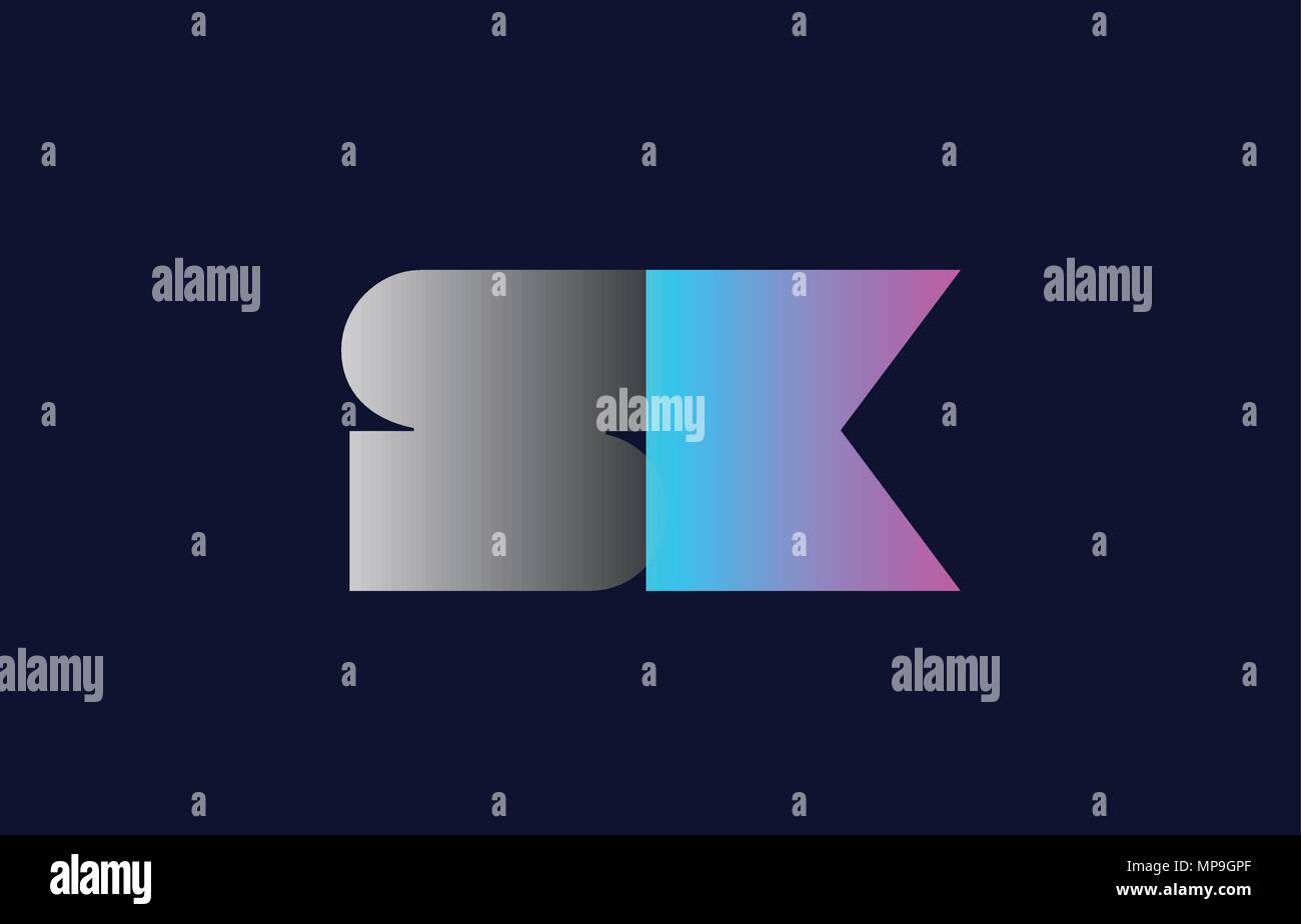 initial alphabet letter sk s k logo combination in pink blue and grey ...