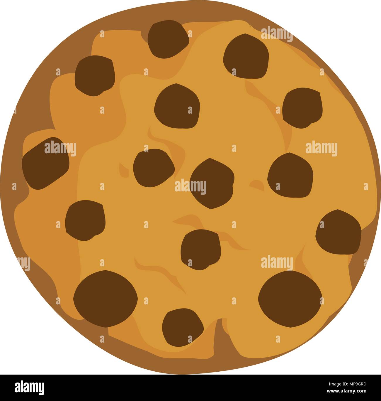 vector illustration of a chocolate chip cookie isolated on white ...