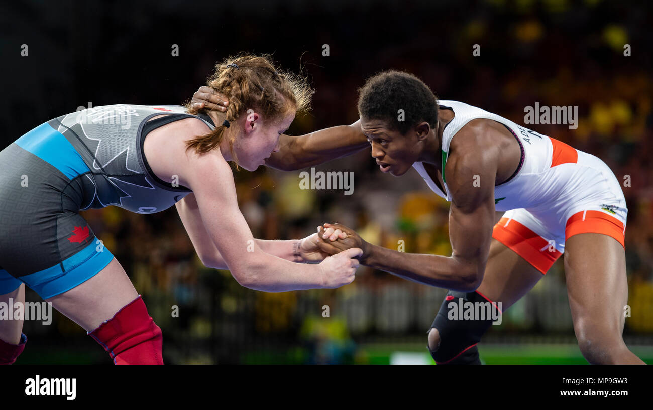 GOLD COAST, AUSTRALIA - APRIL 13: Emily Schaefer of Canada v Odunayo ...
