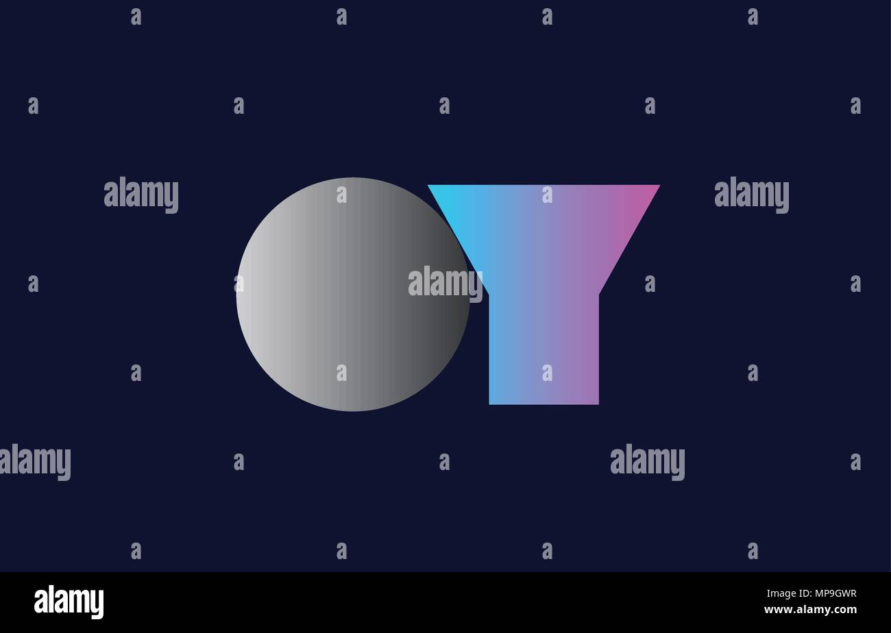 initial alphabet letter oy o y logo combination in pink blue and grey ...