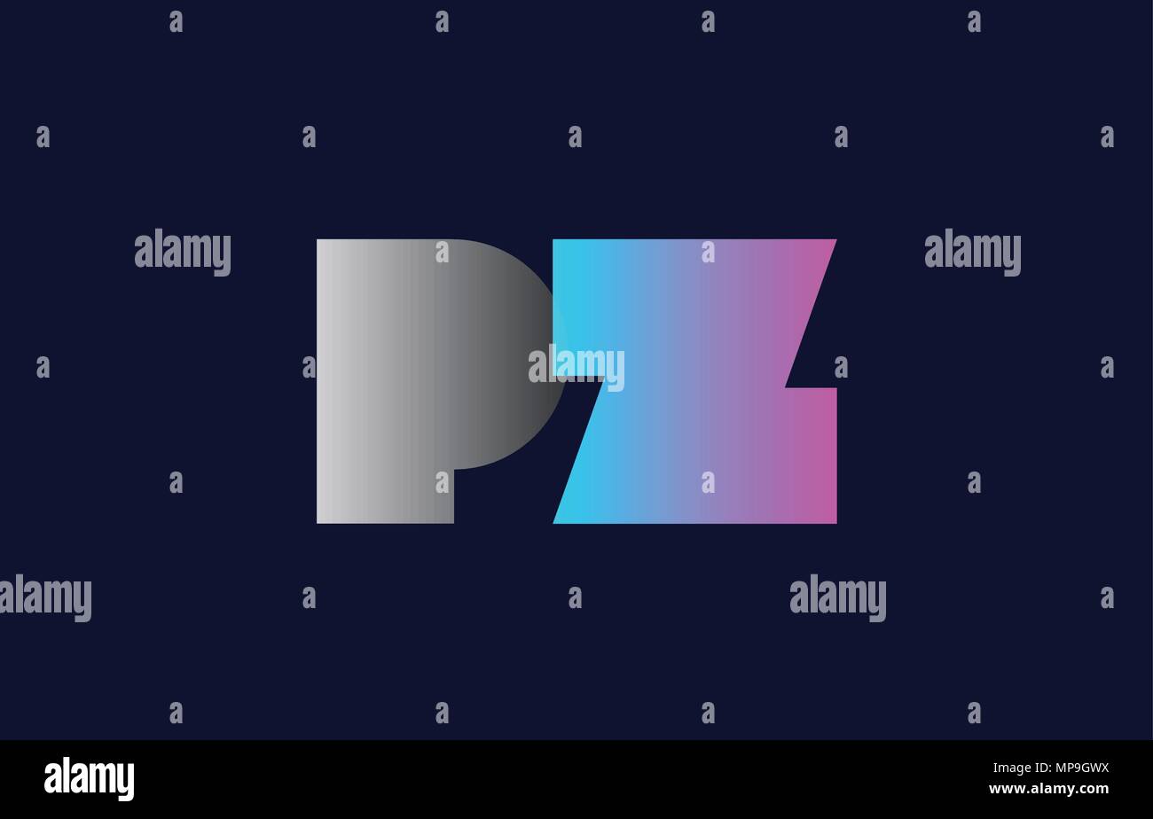 initial alphabet letter pz p z logo combination in pink blue and grey ...