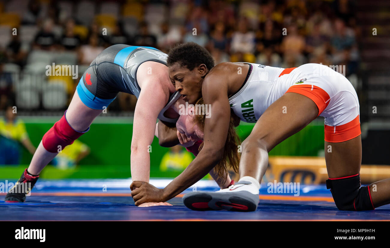 GOLD COAST, AUSTRALIA - APRIL 13: Emily Schaefer of Canada v Odunayo ...