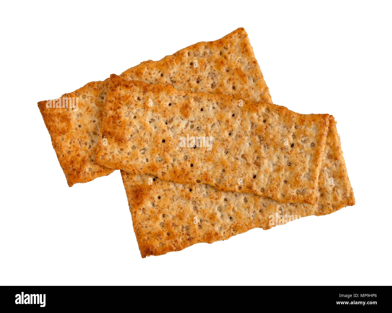 Top view of a group multigrain flatbread crackers isolated on a white background Stock Photo - Alamy