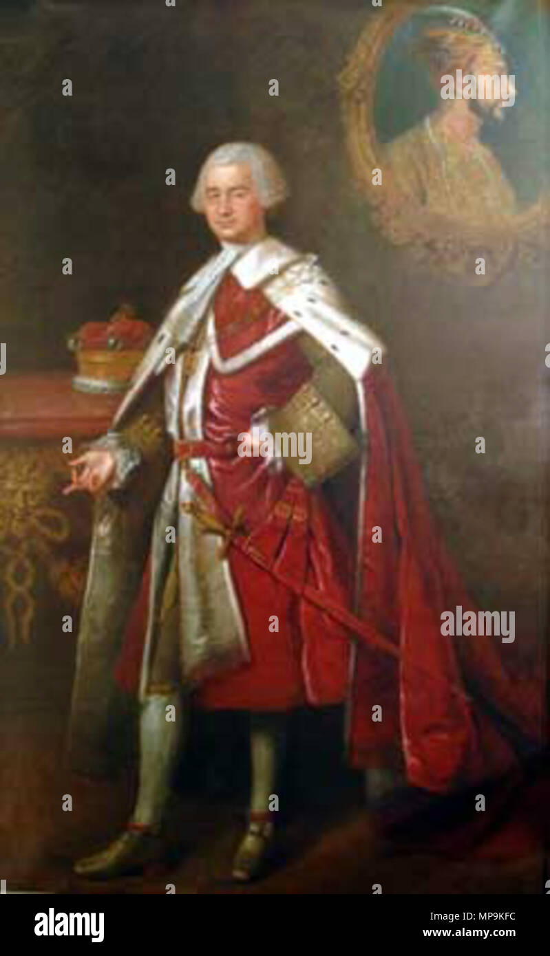 . English: Robert Clive, 1st Baron Clive (1725-1774), with a portrait ...