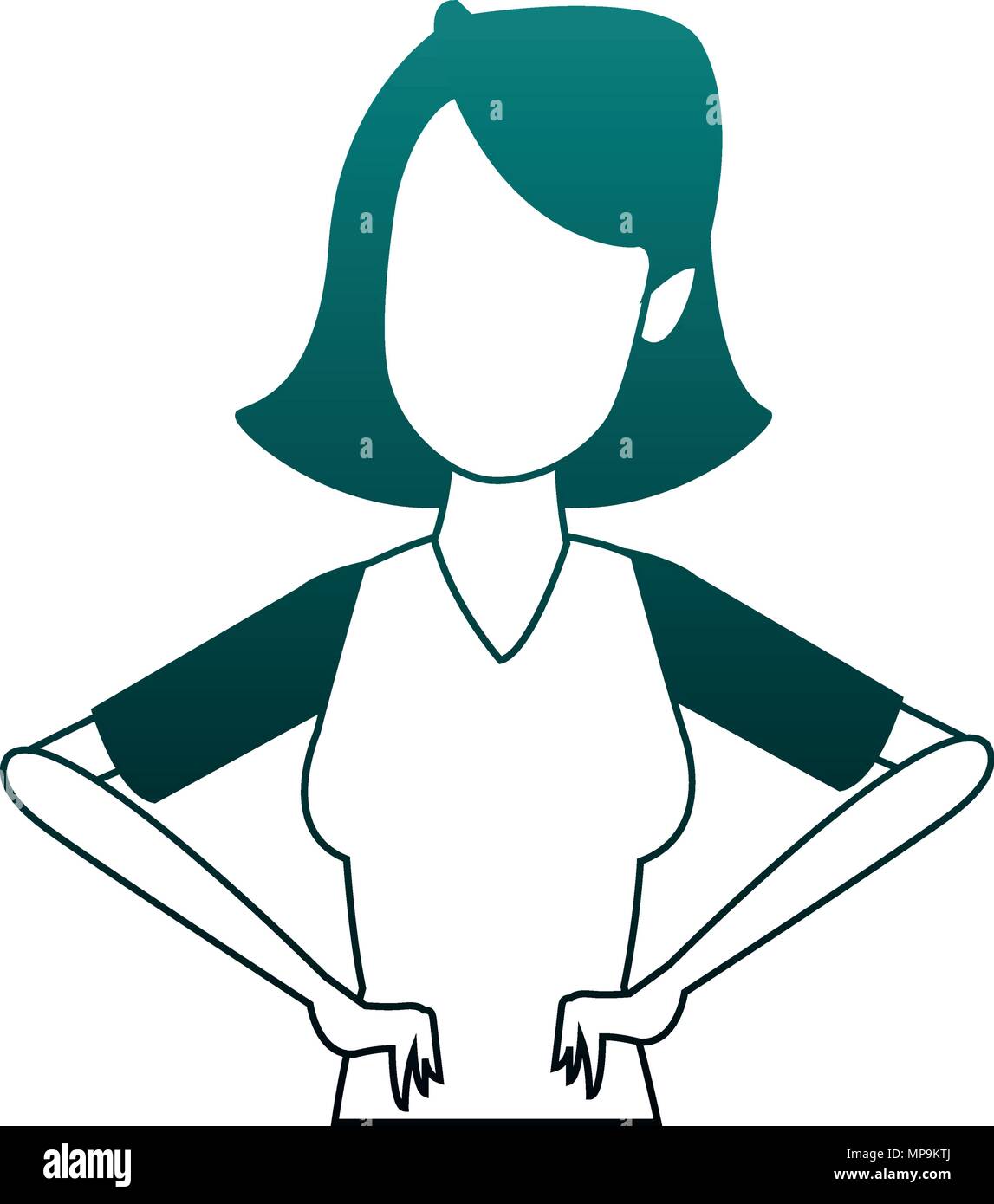 Young woman cartoon blue lines Stock Vector Image & Art - Alamy