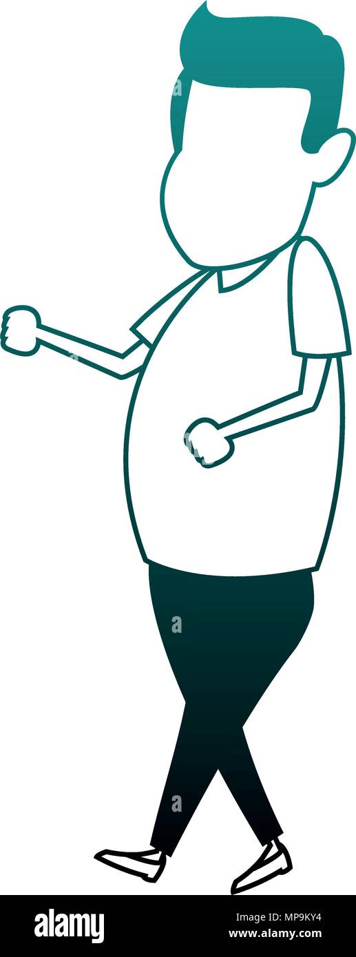 Fat man cartoon blue lines Stock Vector Image & Art - Alamy
