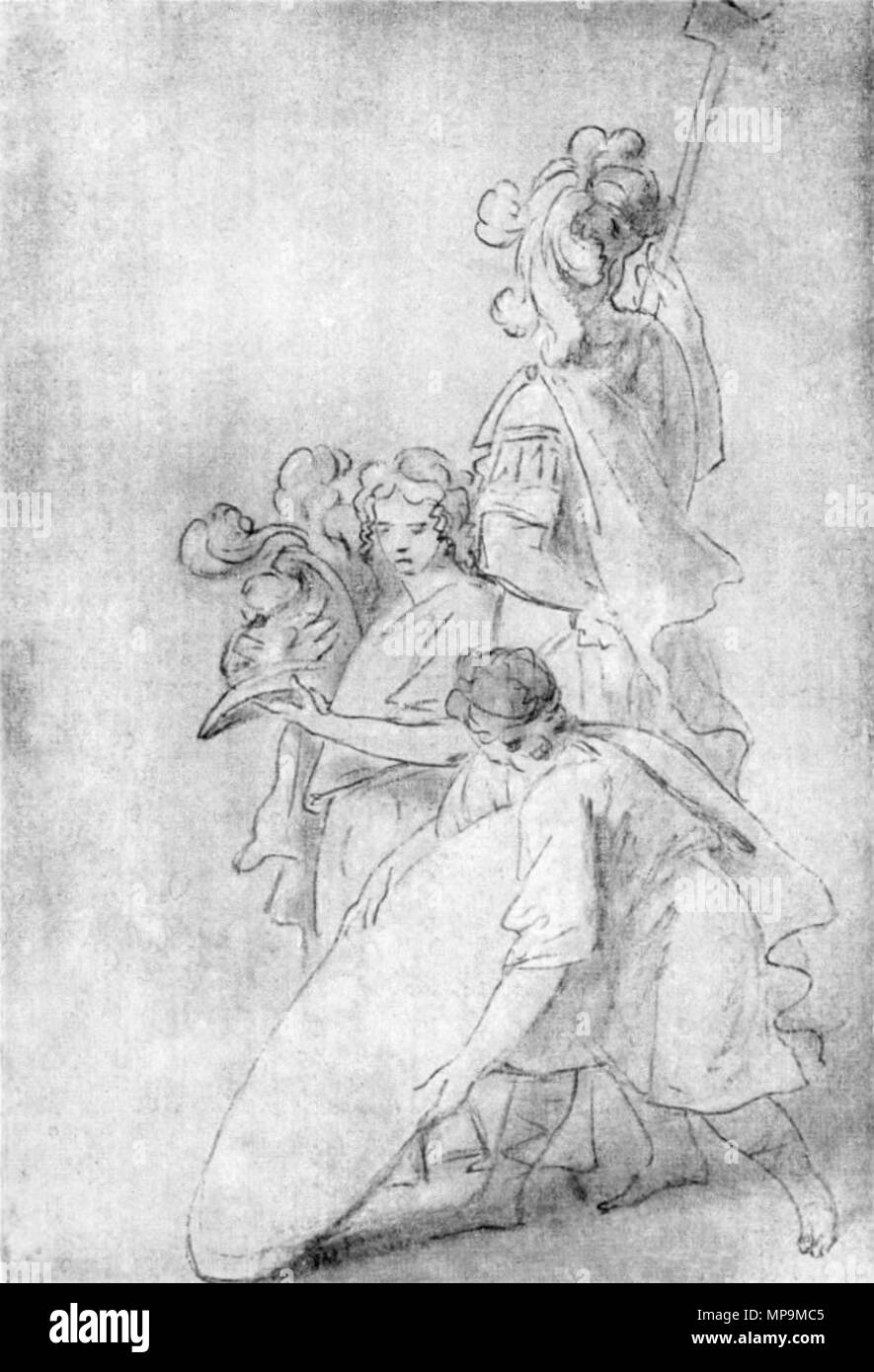 . English: Three warriors with Hector's weapons (drawing by Anton ...