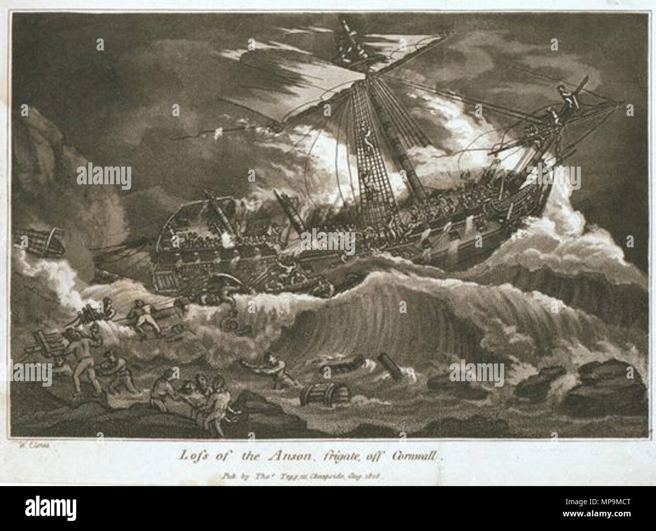 . English: Loss of the Anson Frigate, off Cornwall . August 1808 ...