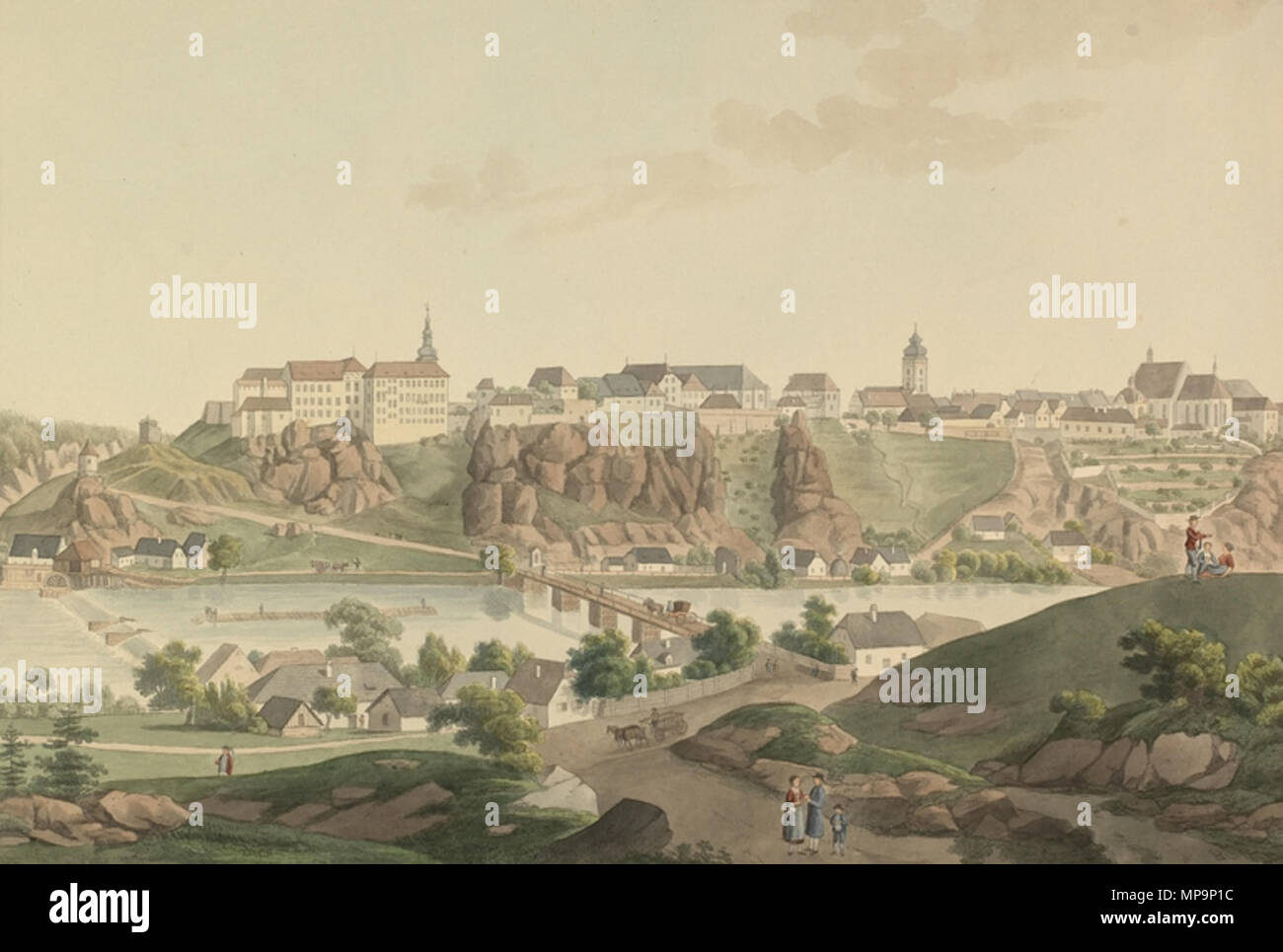 827 Lovro Janša - Pogled na Bechyně Stock Photo - Alamy