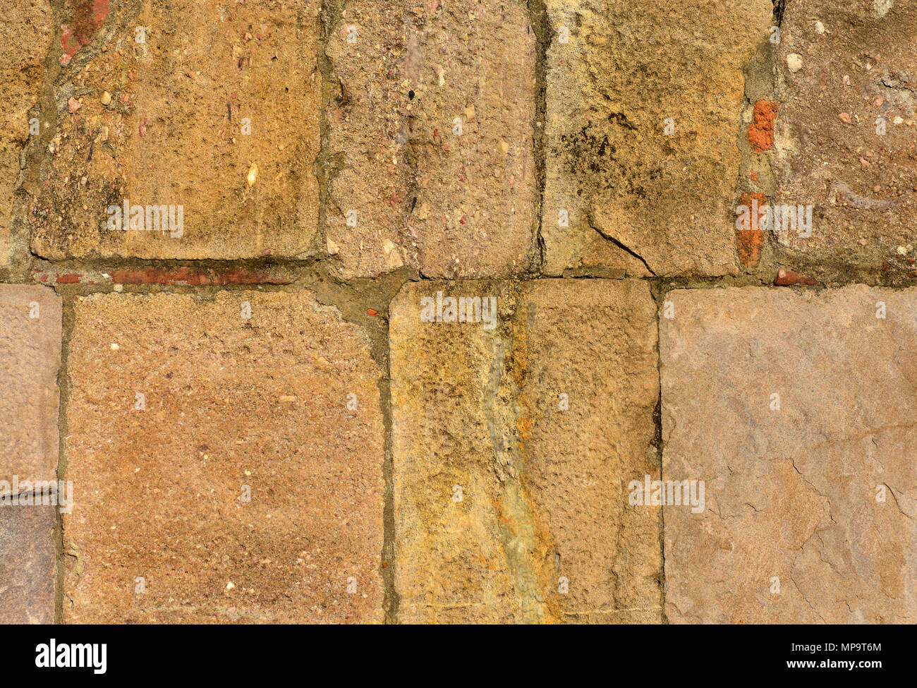 Old medieval stone block wall as background Stock Photo - Alamy