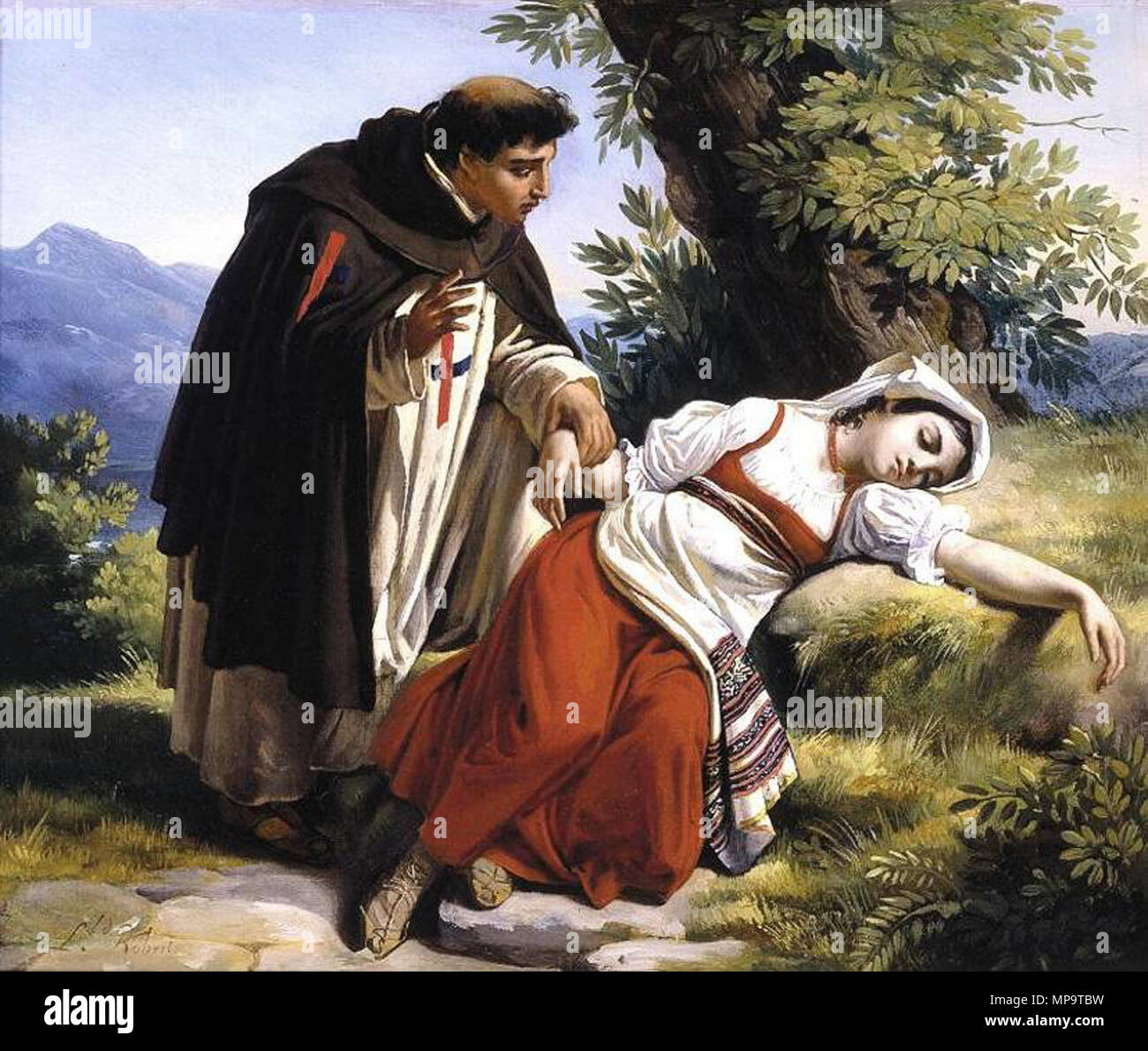 837 Léopold Robert - Young Monk Waking a Roman Peasant Girl - WGA19609 ...