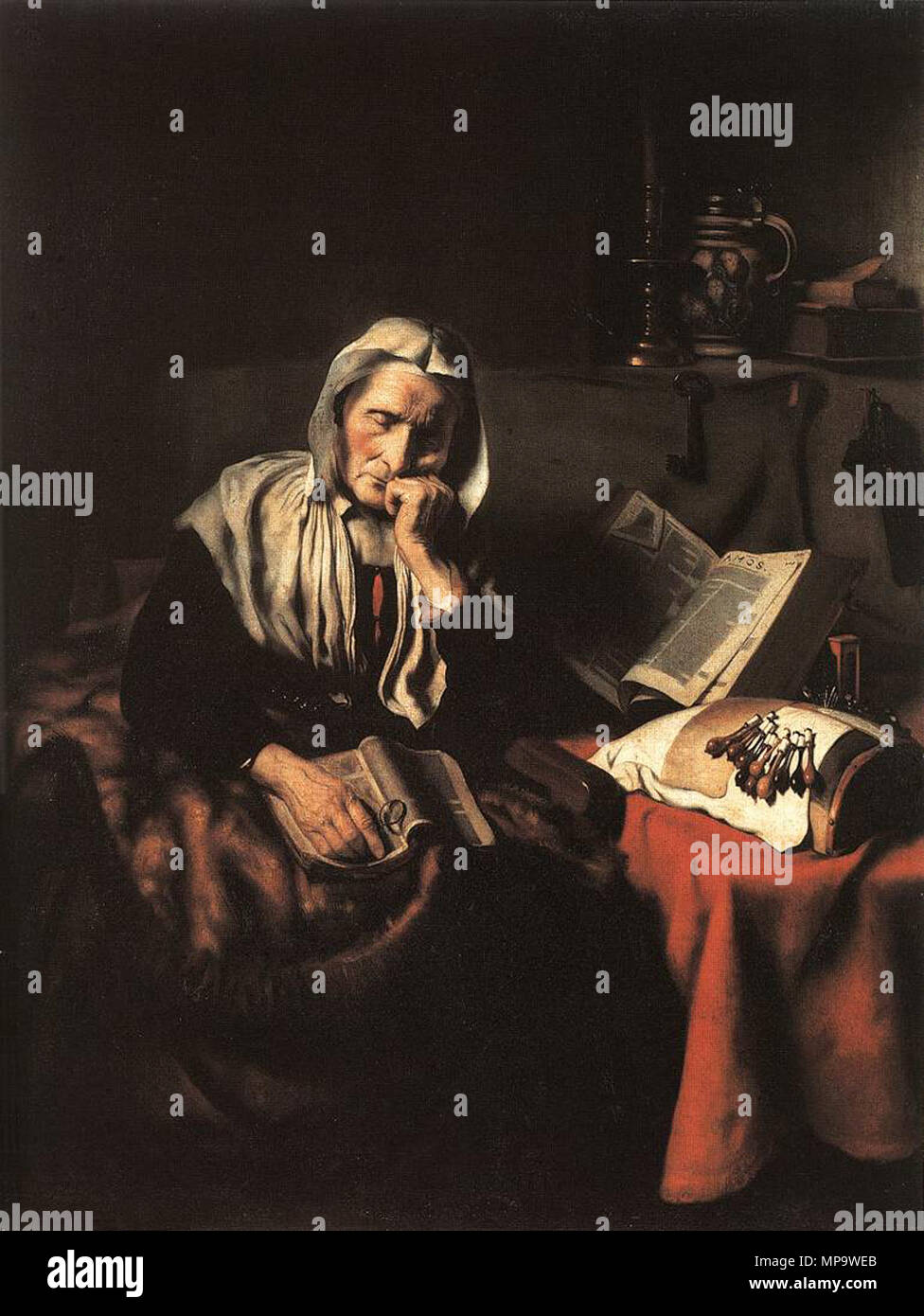 English: Old Woman Dozing 1656. 841 Maes Old Woman Dozing Stock Photo ...