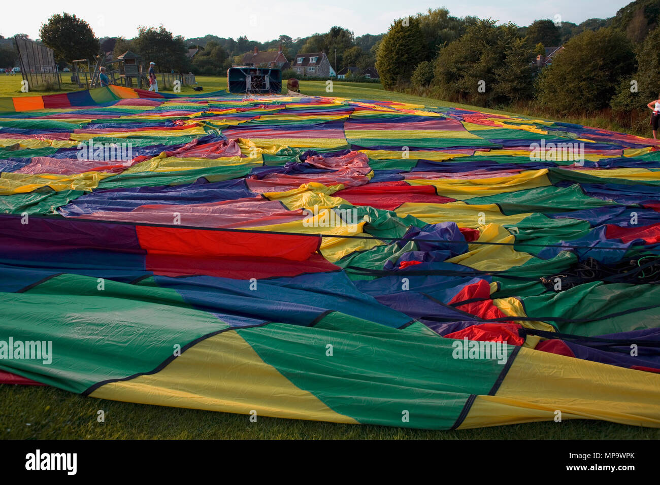Preparing a hot air balloon for take-off, Dinton Recreation Ground, S ...
