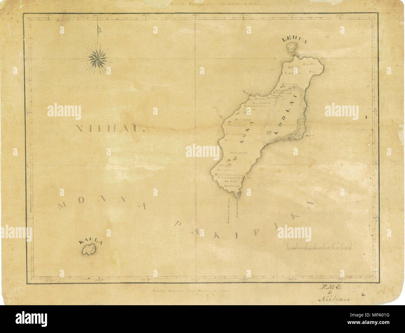 . English: Island of Niihau, Ursula Emerson, 1833. An example of a ...