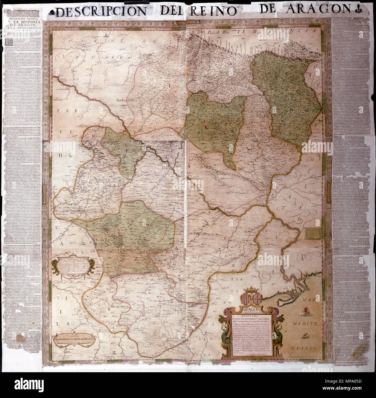 852 Map of the Kingdom of Aragon by Juan Bautista Labaña WDL7325 Stock ...