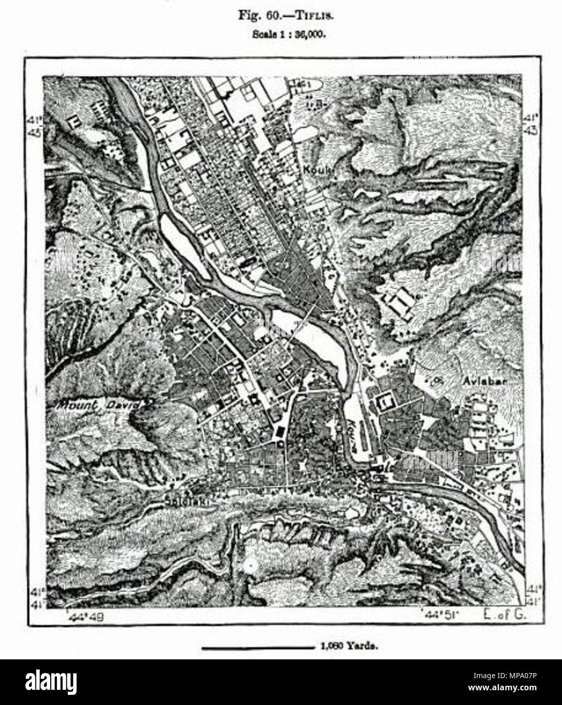 853 Map of Tiflis (Élisée Reclus Stock Photo - Alamy