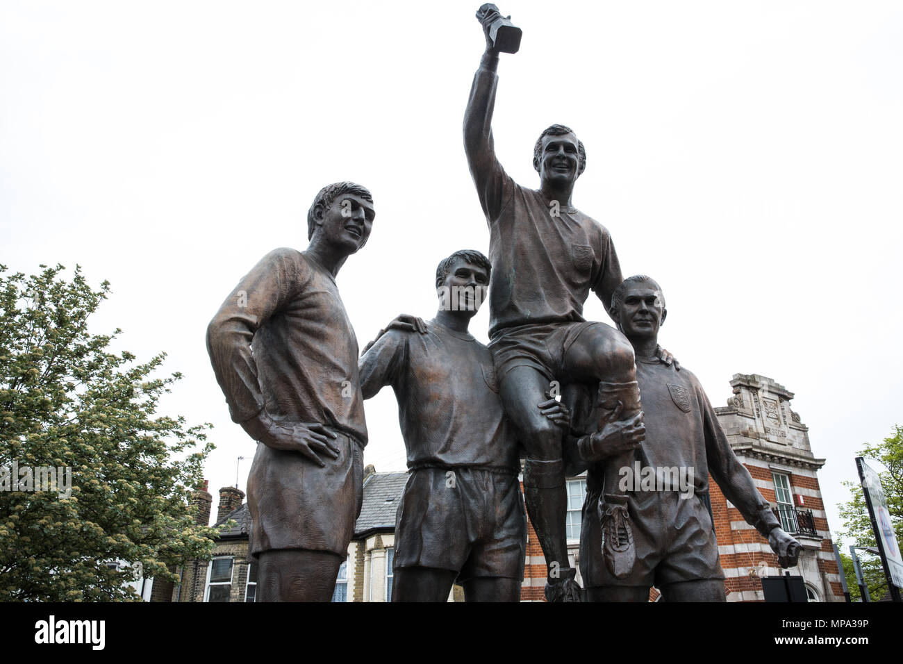London, UK. 11th May, 2018. The Champions sculpture on Barking Road ...